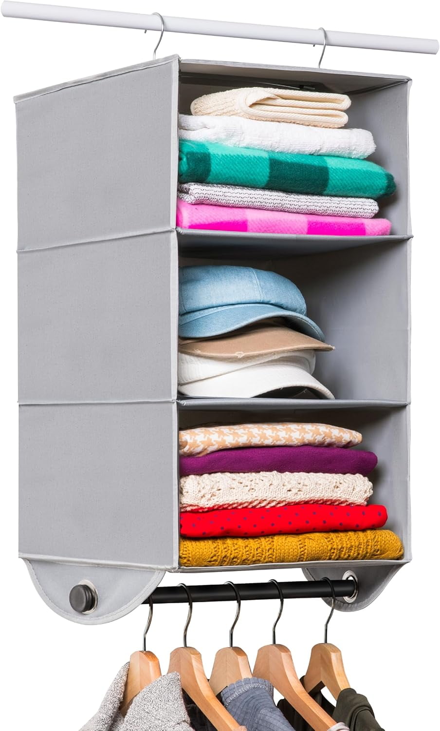 Hold N’ Storage Collapsible 3-Shelf Hanging Closet Organizer for ...