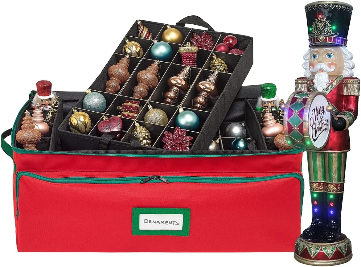 Premium Large Holiday Ornament Storage Box - Holds Up to 72-3 ...