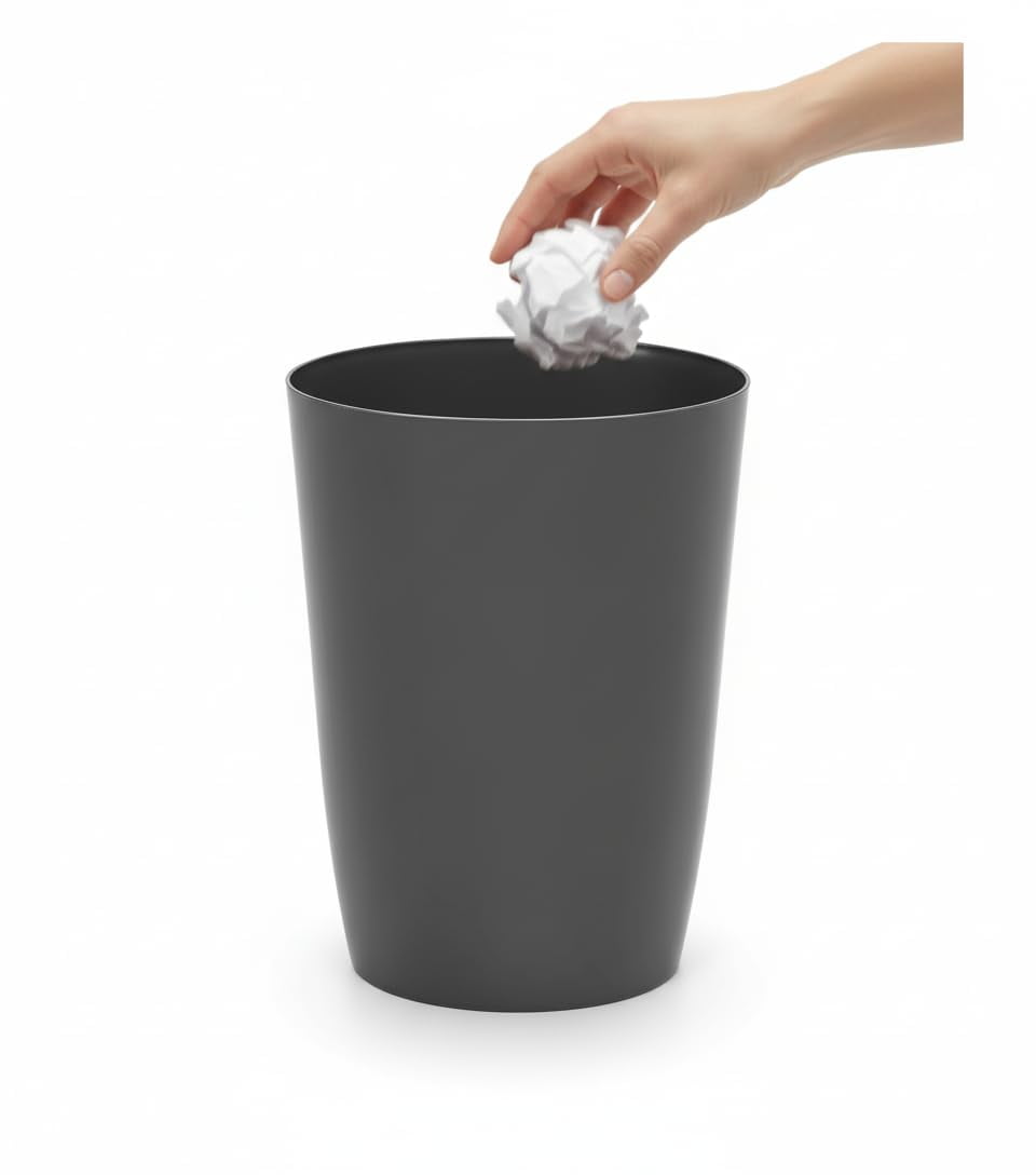 HOLDN' STORAGE Compact Trash Can, 1.58 Gallon, Durable Plastic, Gray ...