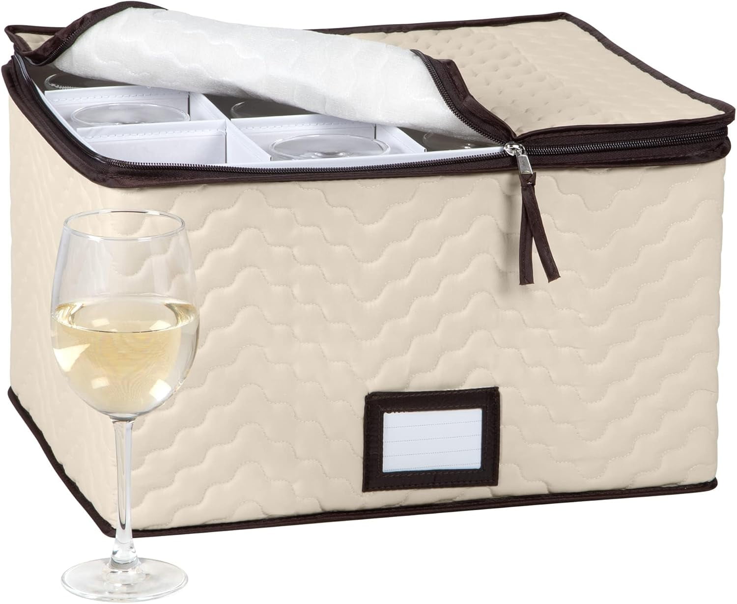 Wine Glass Storage Box with Dividers - Holds 12 Standard Size Wine ...