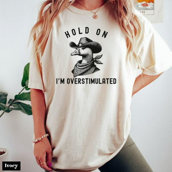 ® Hold On I'M Overstimulated Goose Shirt, Unhinged Tee, For Friend ...