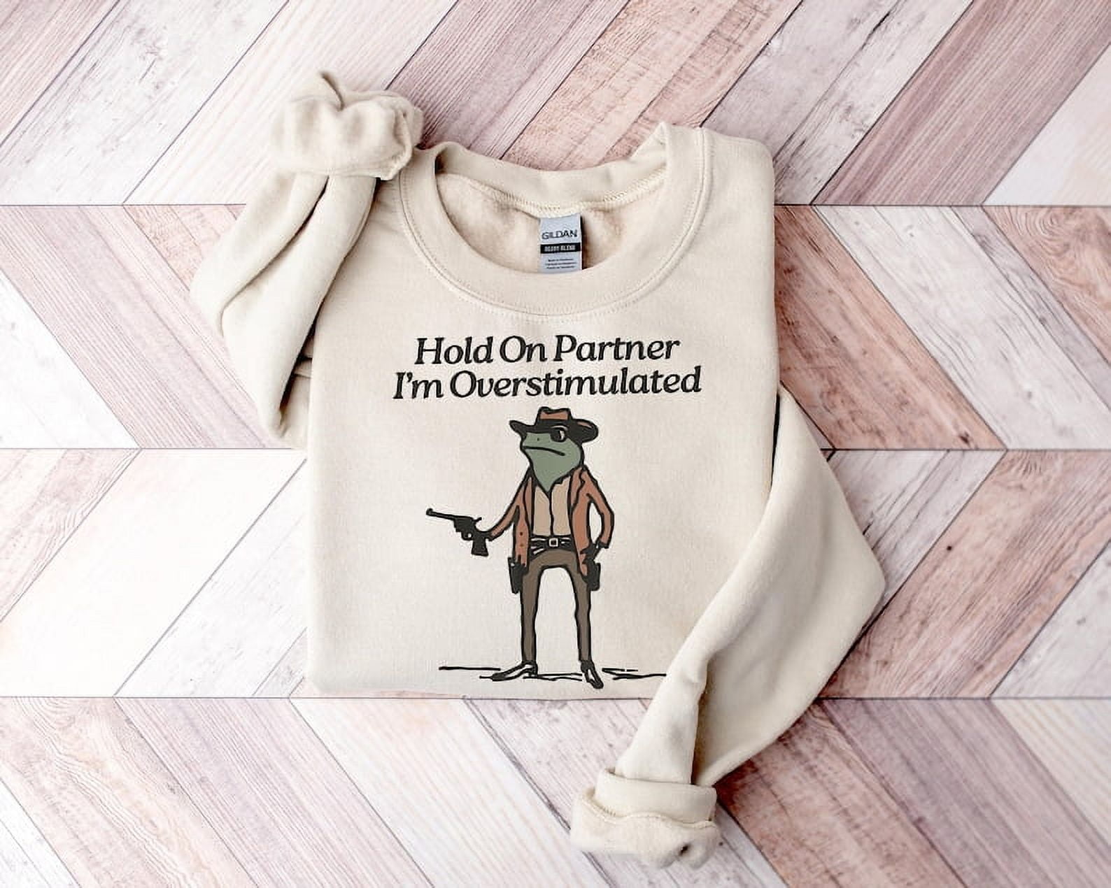 Hold On I'm Overstimulated Shirt, Western Frog Shirt, Meme Shirt, Cool Shirt, Cute Animal Shirt ...
