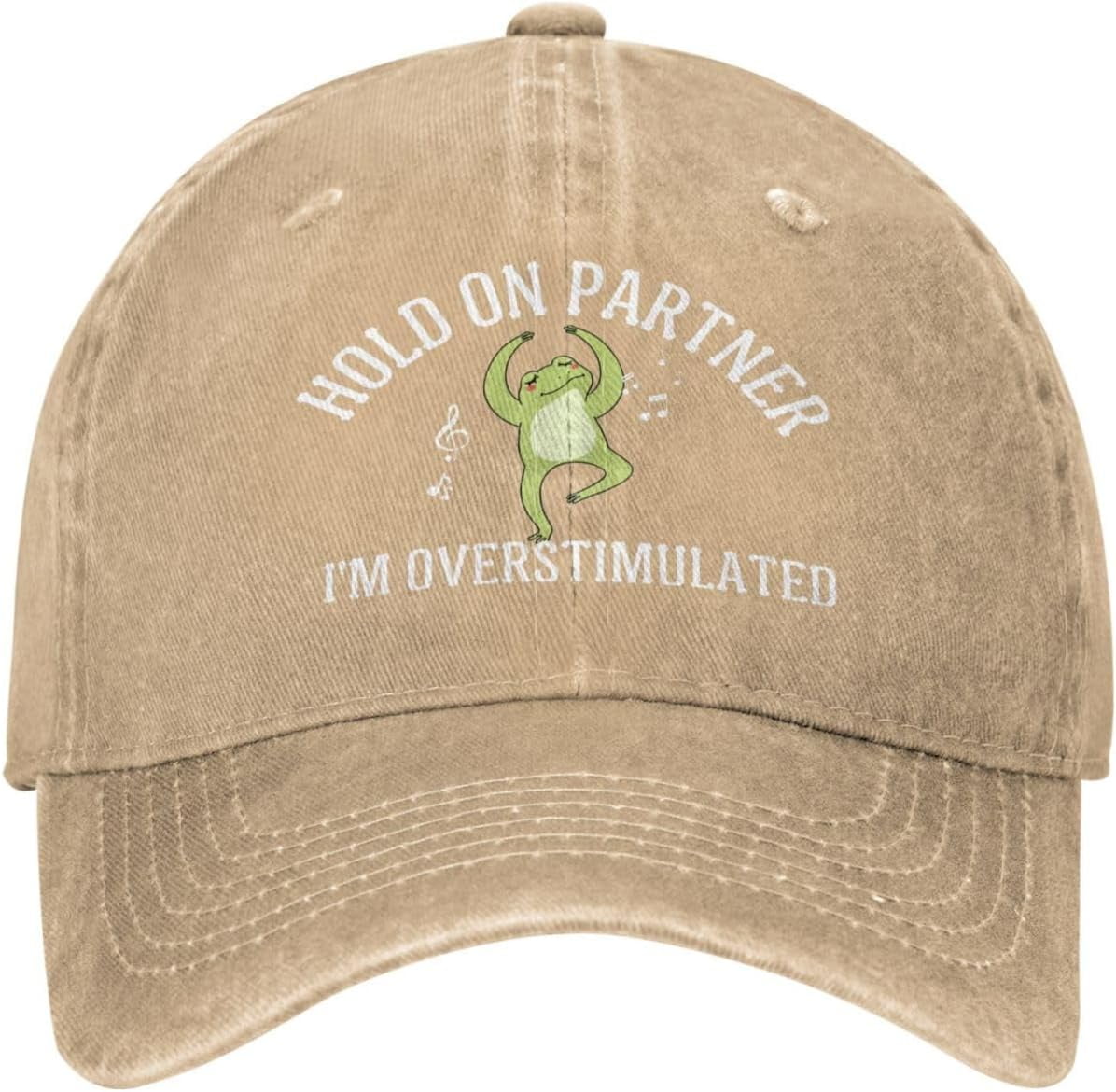 Hold On Partner I'm Overstimulated Funny Hat Humor Vintage Hat Denim ...