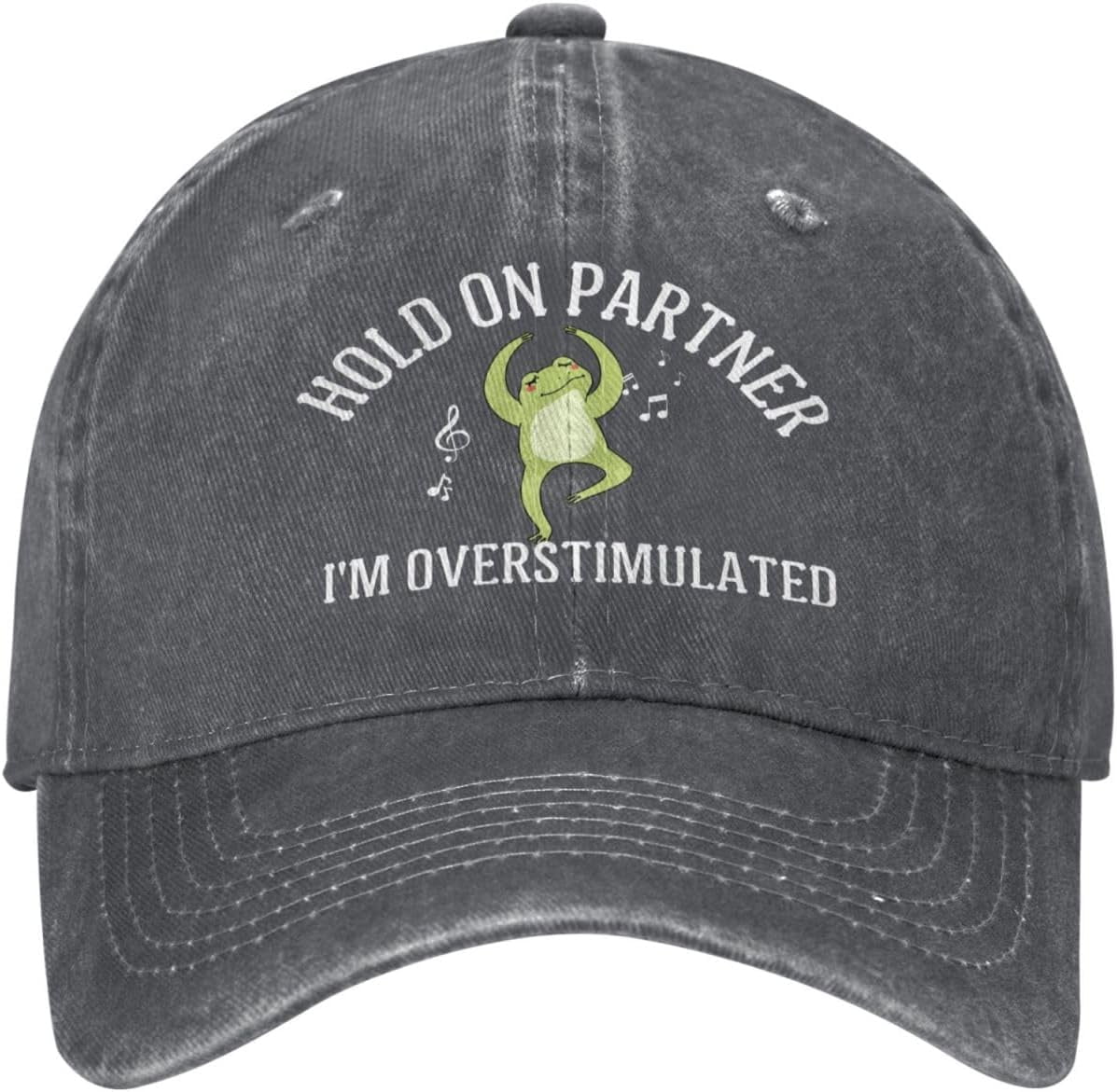 Hold On Partner I'm Overstimulated Funny Hat Humor Vintage Hat Denim ...