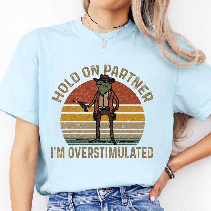 Hold On Partner Im Overstimulated . Vintage Cowboy Frog Unhinged Weirdcore Gen Z Weird Stuff ...