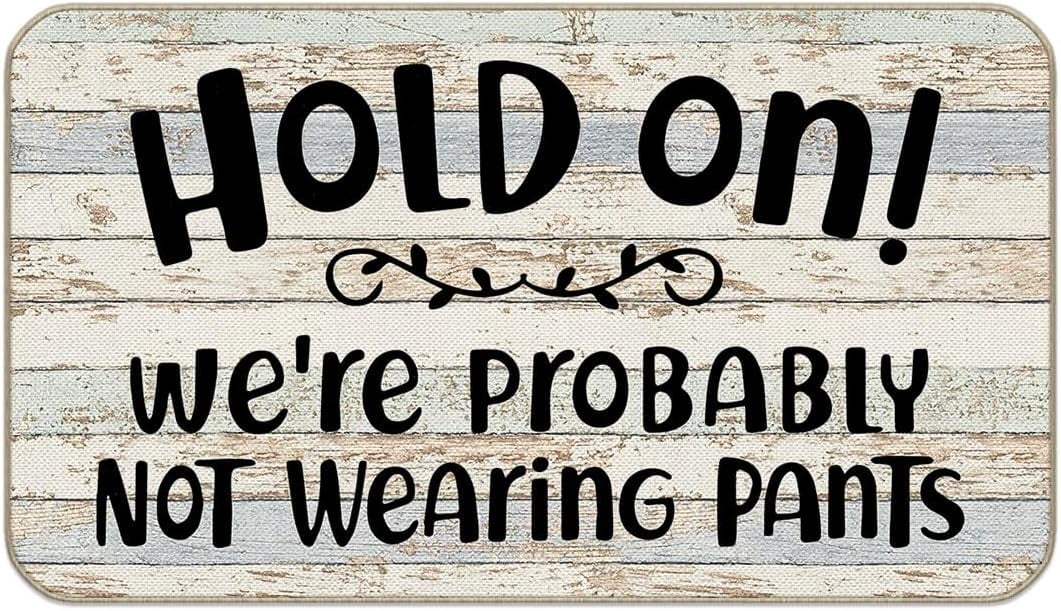 Hold On Were Probably Not Wearing Pants Door Mat Decorative Home