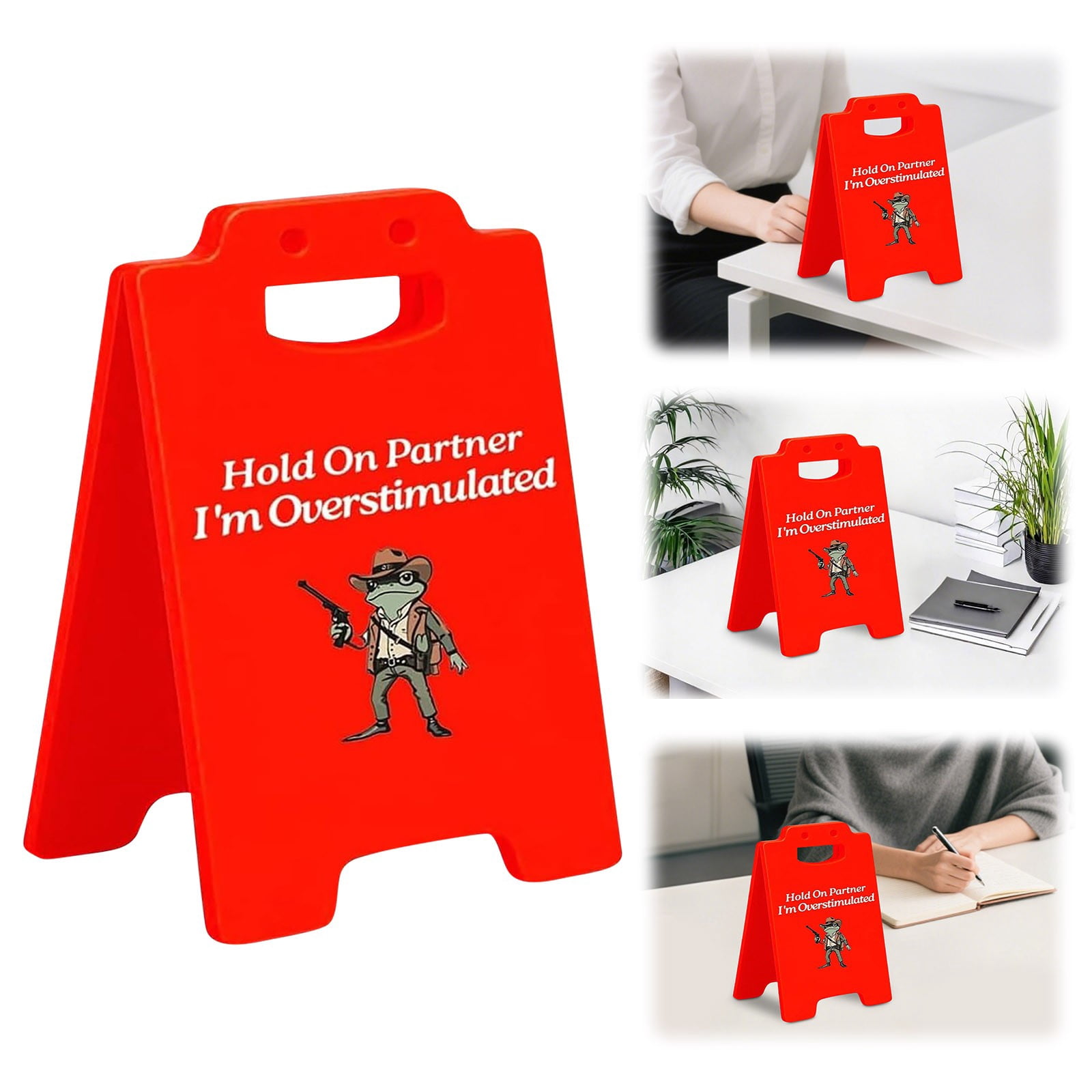 Hold On Partner I'm Overstimulated Office Sign, Funny Workplace Desk ...