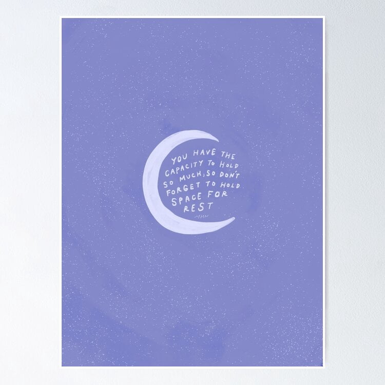 Hold Space For Rest - Inspirational Quote - Purple Lavender Moon And ...