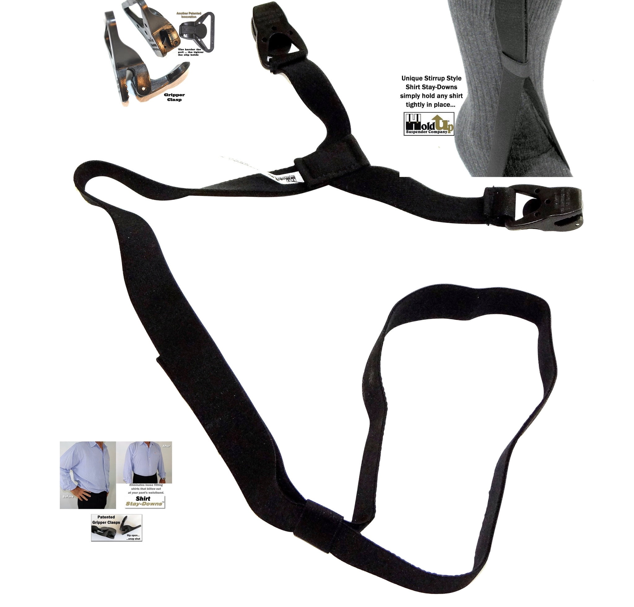 Hold-Ups Stirrup Style Shirt Tail Straps with Patented Gripper Clasps ...