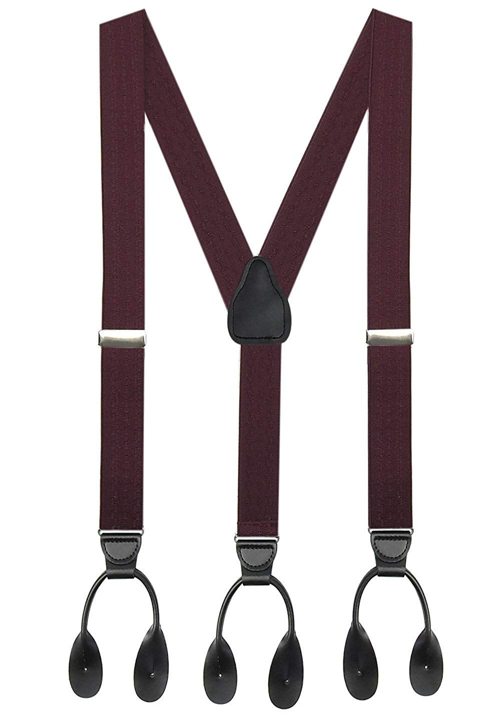 Hold'em 1 ¼ Fancy Stripes Solid Suspenders for Men Y-Back - Burgundy ...