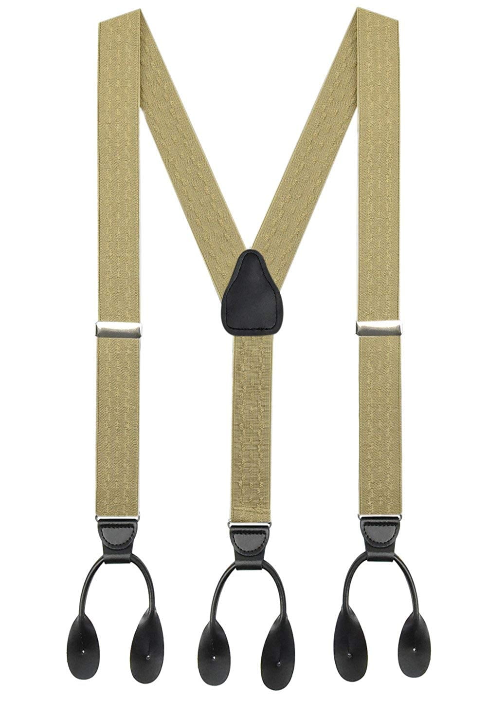 Hold'em 1 ¼ Fancy Stripes Solid Suspenders for Men Y-Back - Tan Wave ...