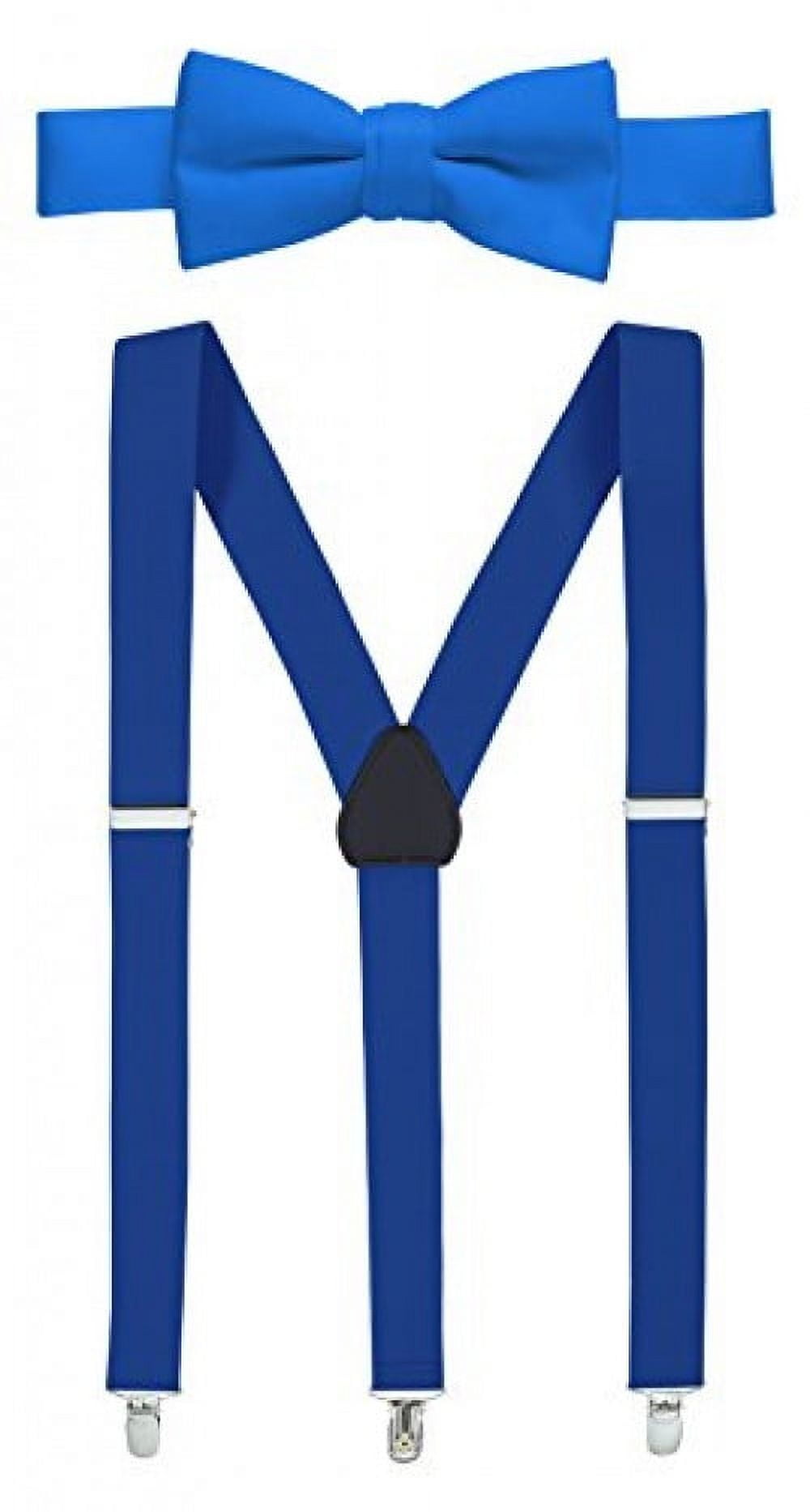 Hold'em 1" Teens & Men Suspender Pre-tied Bow Tie Set - Royal (Regular 46") - Walmart.com