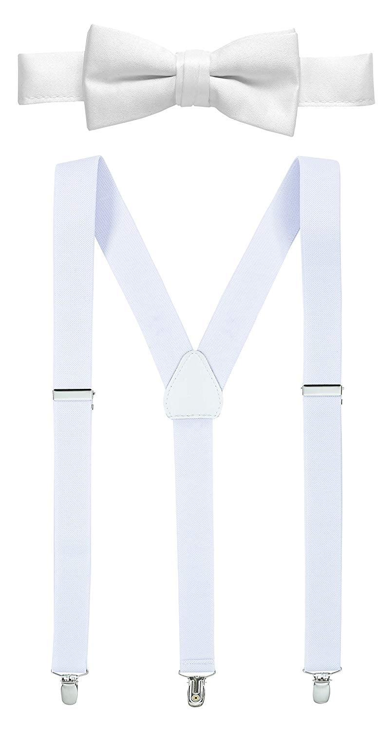 Hold’em 1" Teens & Men Suspender and Bow Tie Set Pre-Tied Bow Tie ...