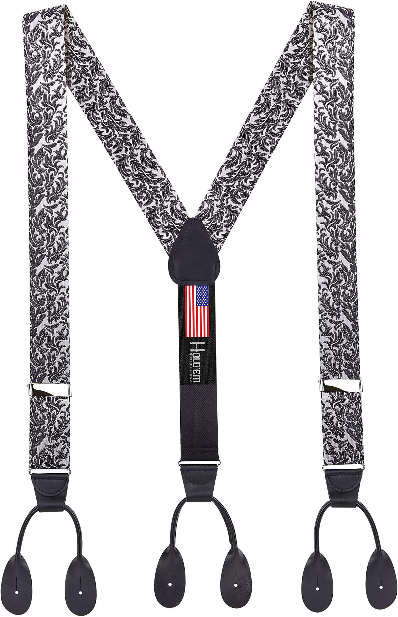 Hold'em 100% Silk Suspenders for Men Y-Back Button End - Vineland Ivory ...