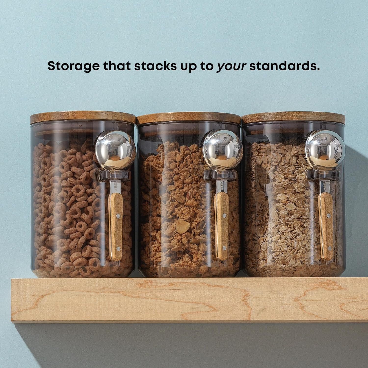 Holden 32oz Stackable Glass Storage Containers with Lids and Scoops ...