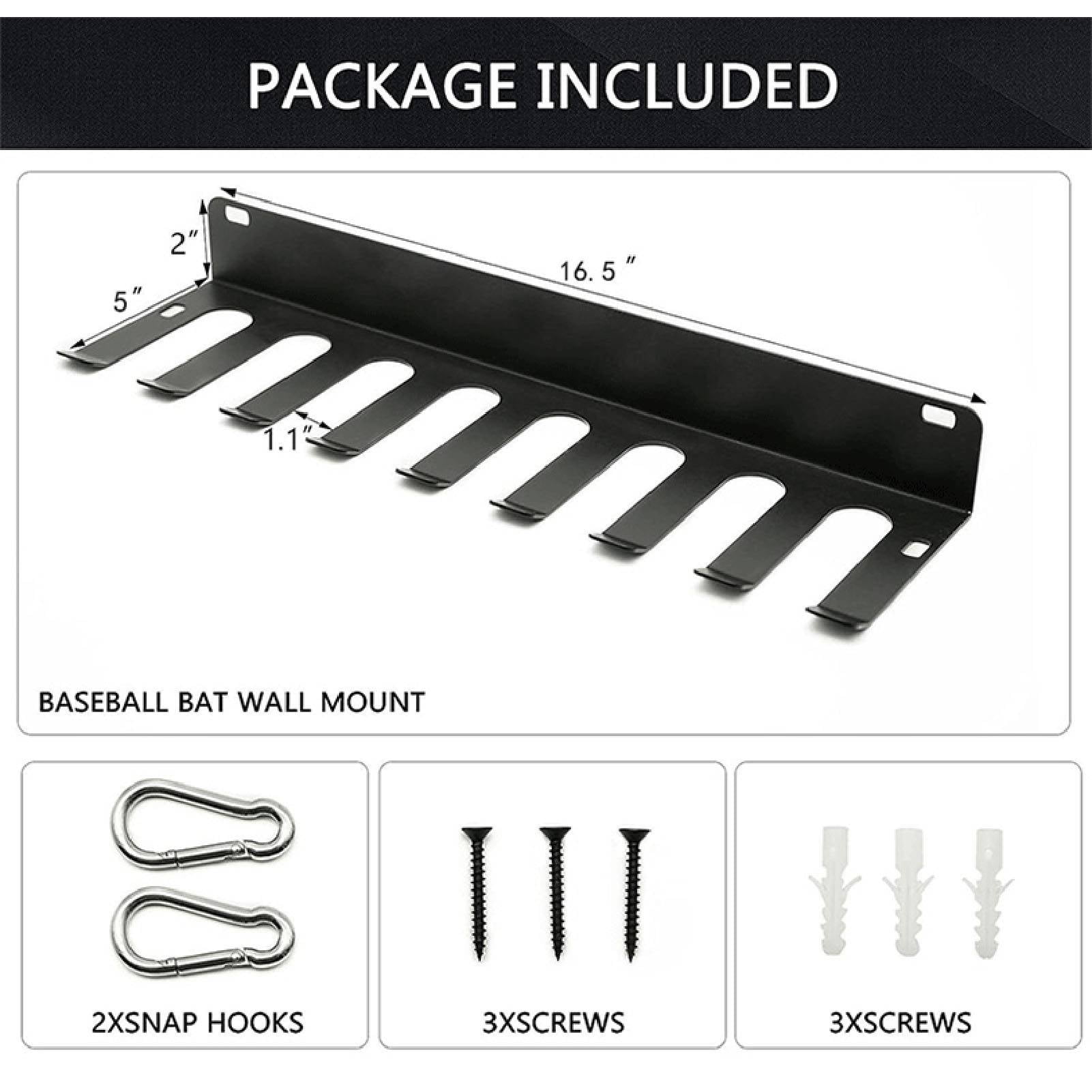 Holder Baseball Bat Holder 9 Prongs Wall Mounted Bat Rack Heavy Duty ...