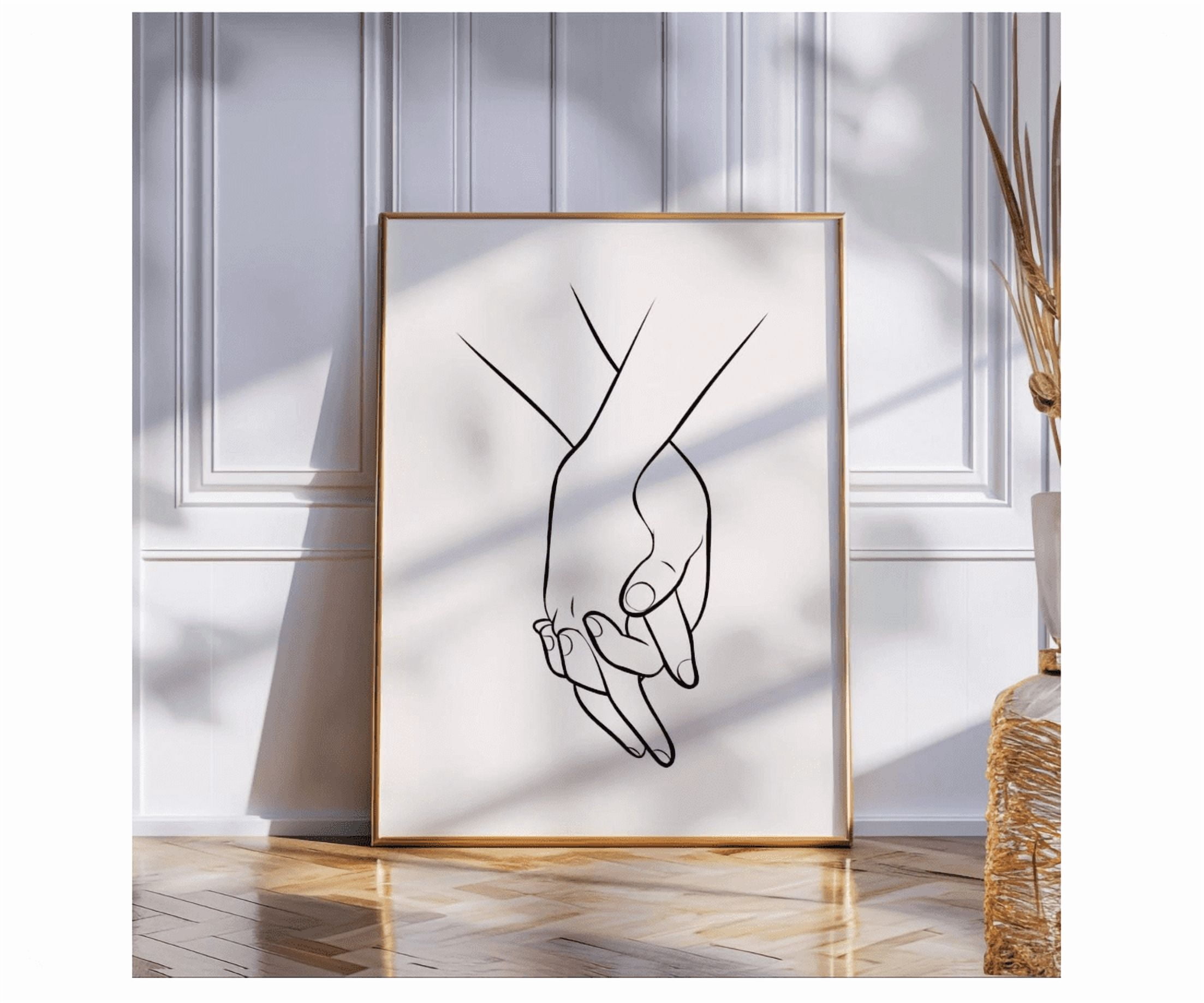 Holding Hands Line Art Hands Line Drawing Print Contemporary Art Print ...