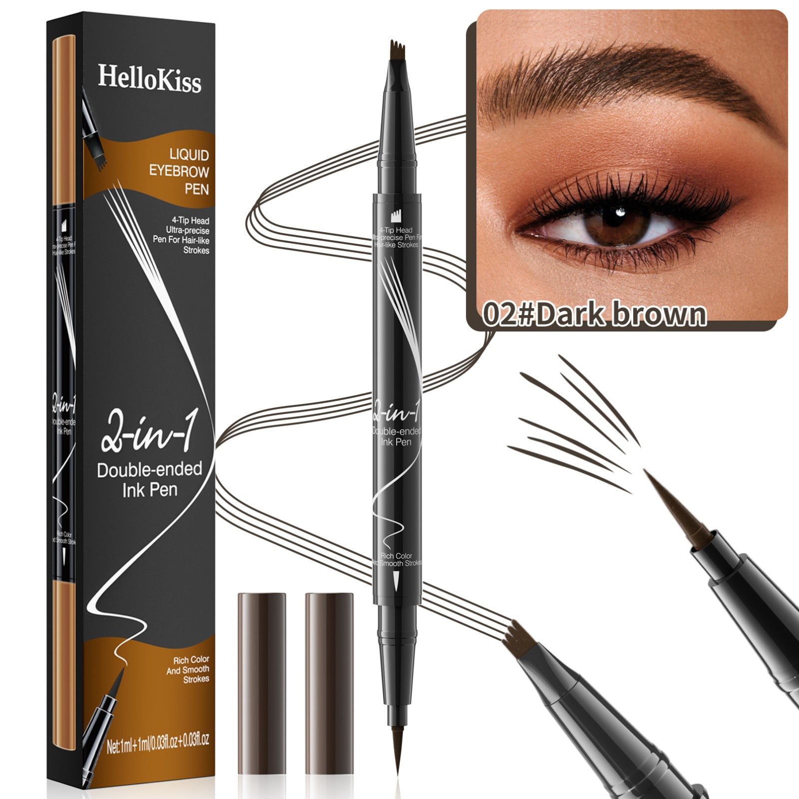 Holding Makeup Liquid Four Claw Eyebrow Pen, 2-in-1 Double-Ended Ink ...