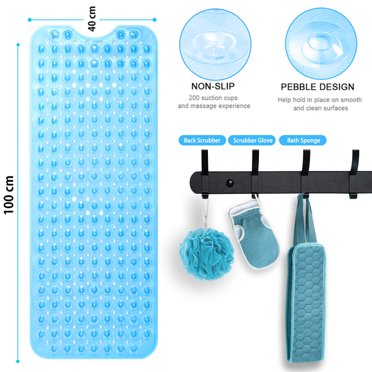 Large (18'' x 36'') Slip-Resistant Rubber Bath Tub Mat in White ...