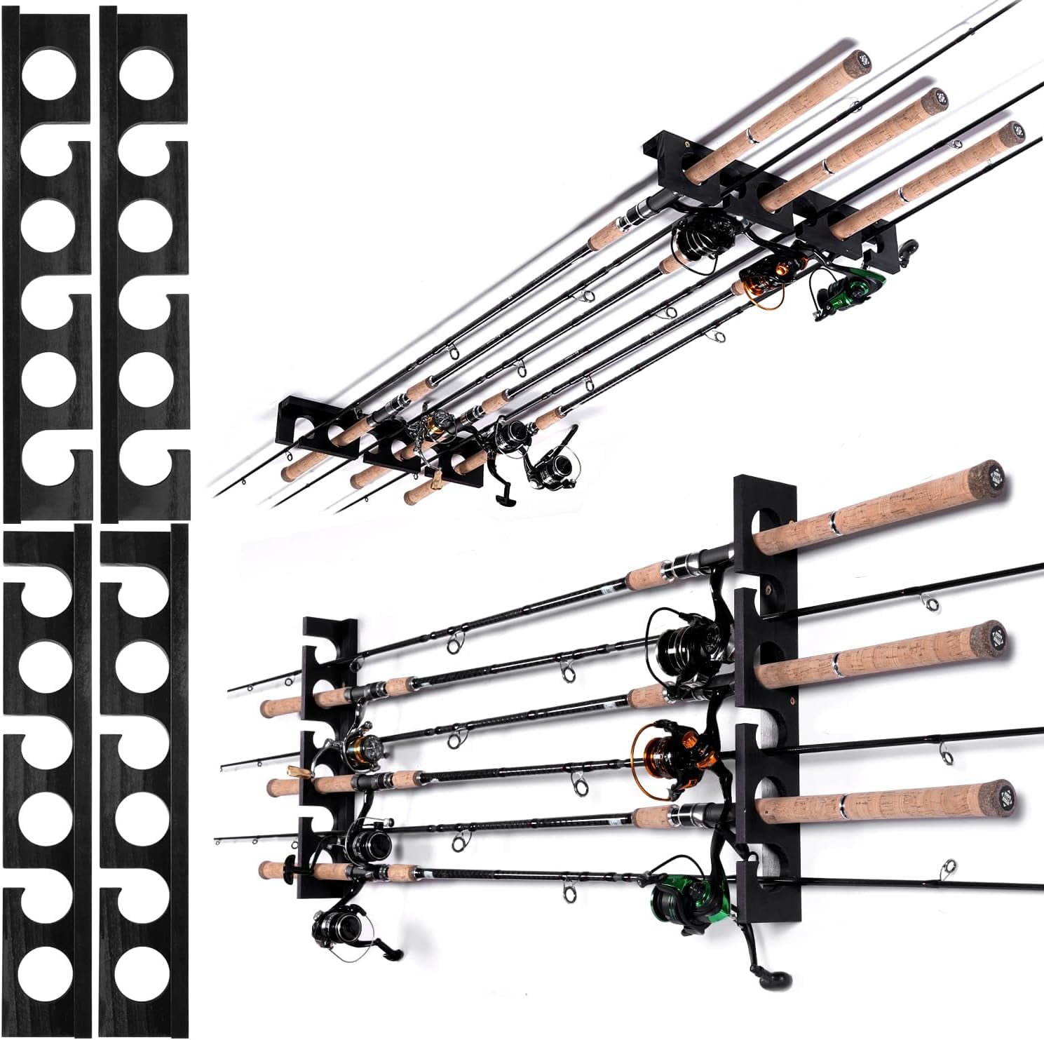 Holds Up to 12 Rods Fishing Pole Racks Wall or Ceiling Mounted Holders ...