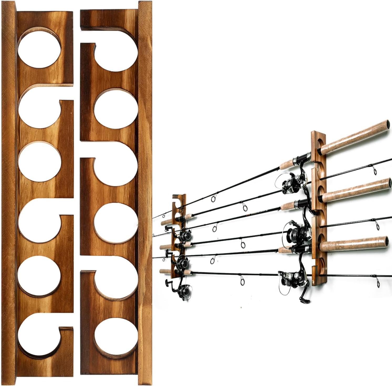 Holds Up to 12 Rods Fishing Pole Racks Wall or Ceiling Mounted Holders for Garage Storage ...