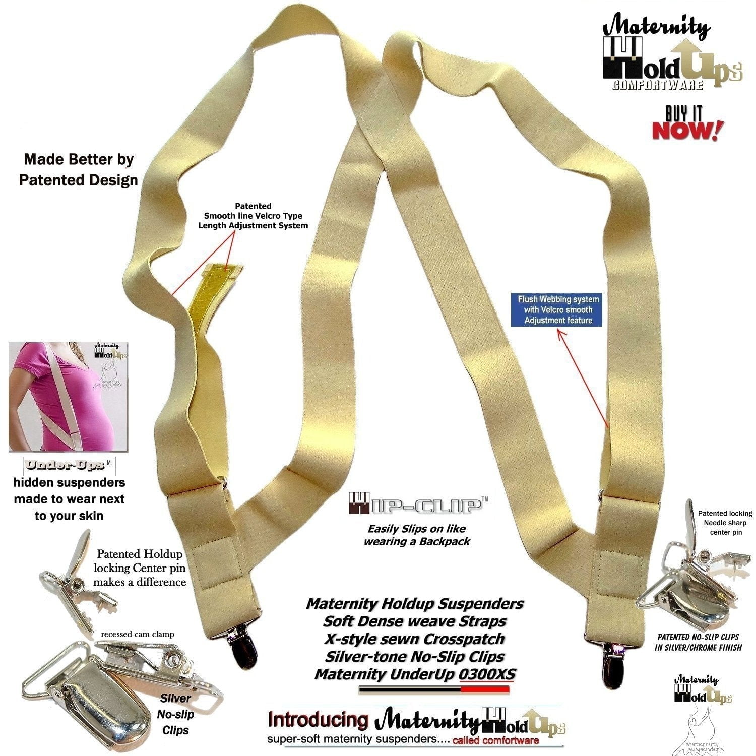 Holdup Maternity Undergarment side-clip Suspenders with Patented No ...