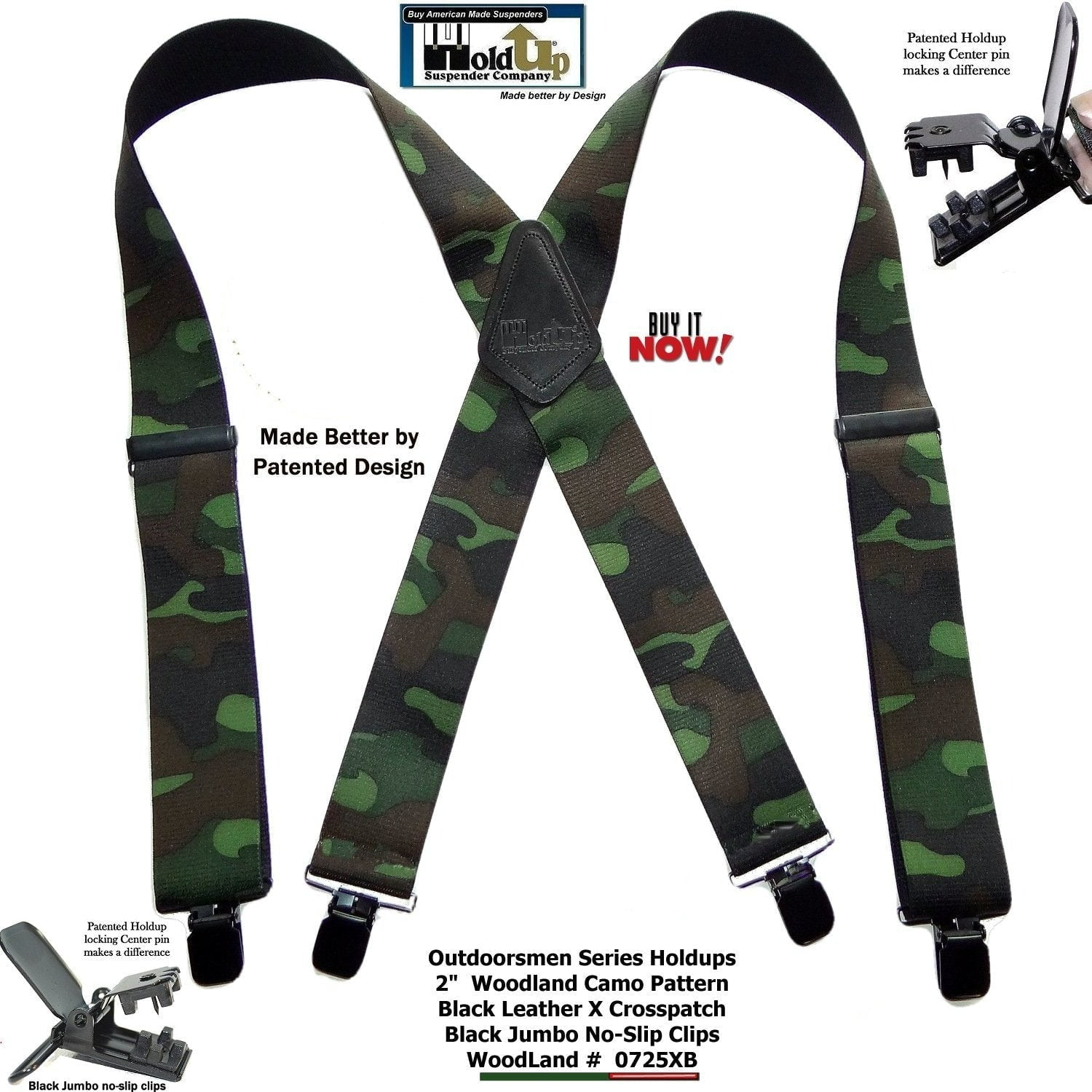 Holdup brand Woodland Camouflage pattern Hunting Suspenders with black ...