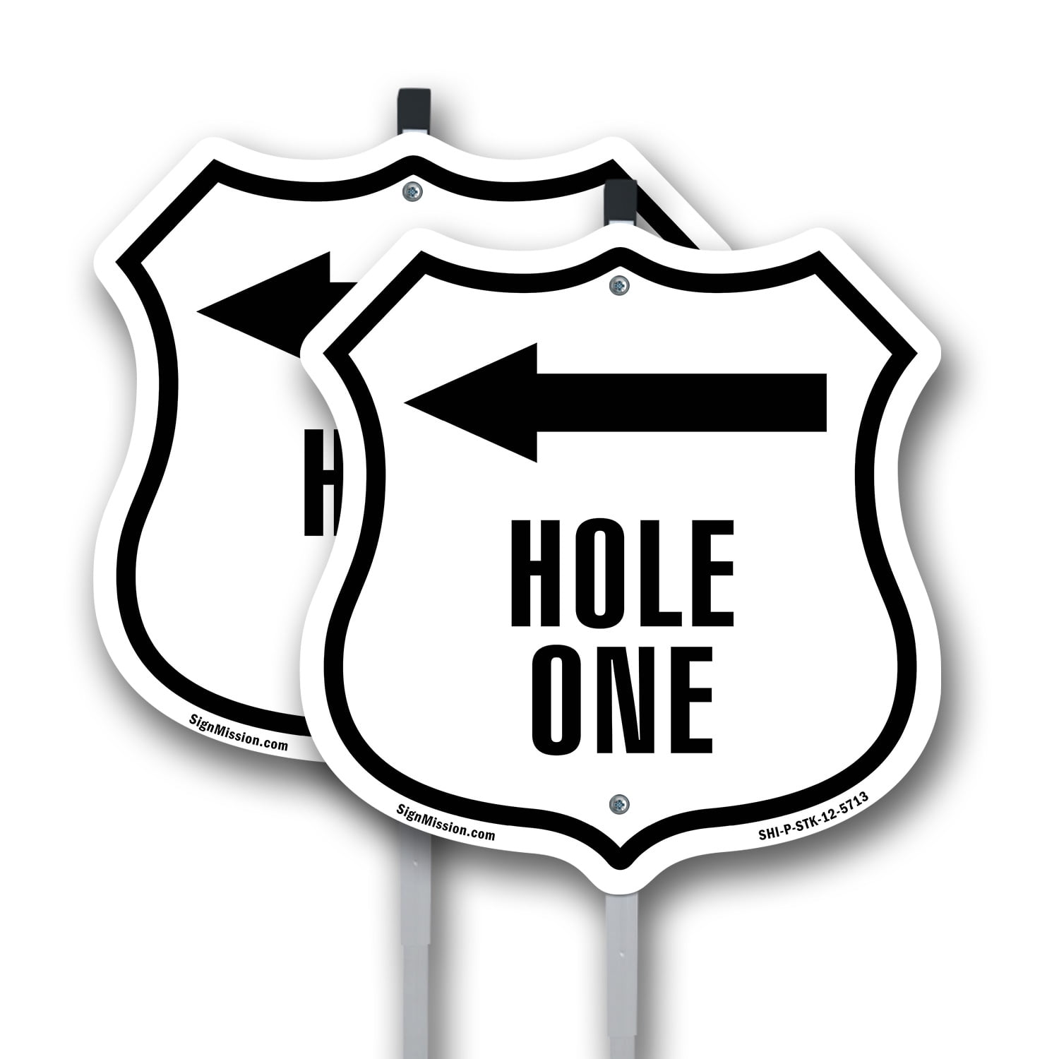 Hole 1 Left (2 Pack) 12 inch X 12 inch Shield Shaped Rust-Free Aluminum ...