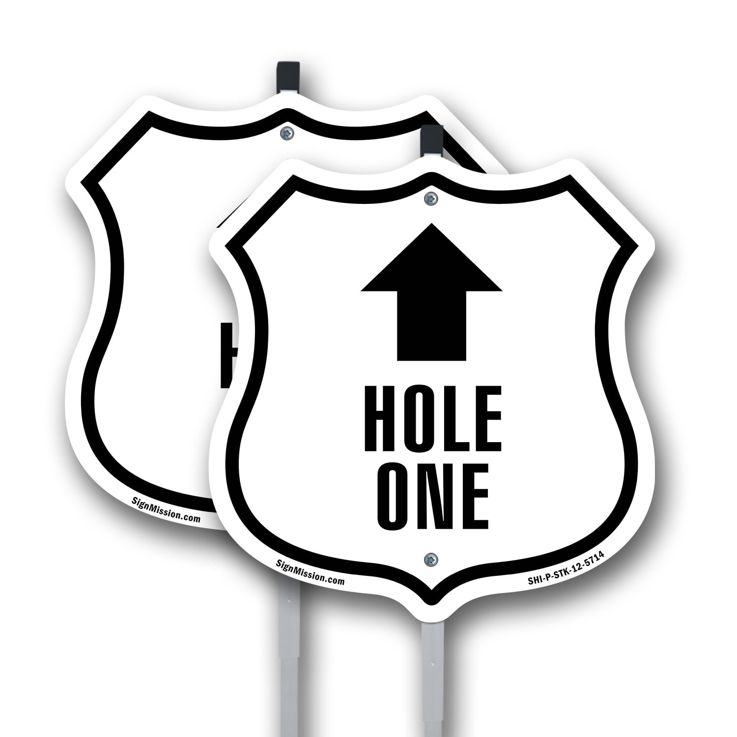 Hole 1 Up (2 Pack) 12 inch X 12 inch Shield Shaped Rust-Free Aluminum ...