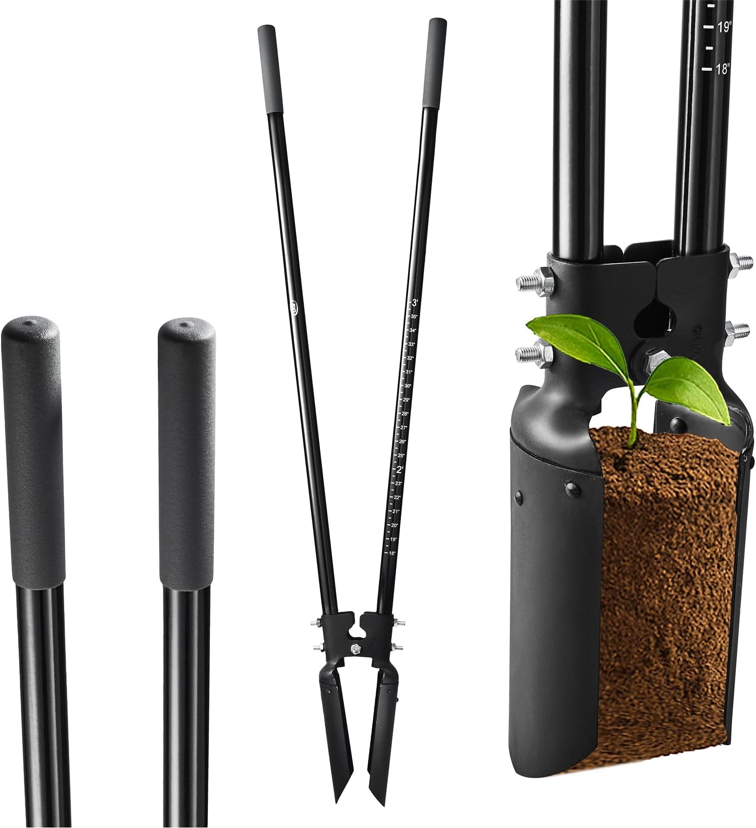 Hole Digger Gardening Tool 57 , with Fiberglass Handle, Hole Digger for ...