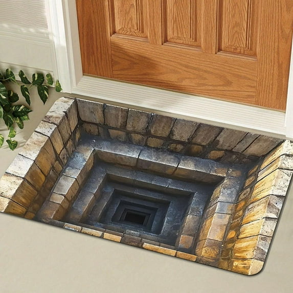 Hole in The Floor Rug, Brick Bottomless Hole Area Rug for Living Room ...