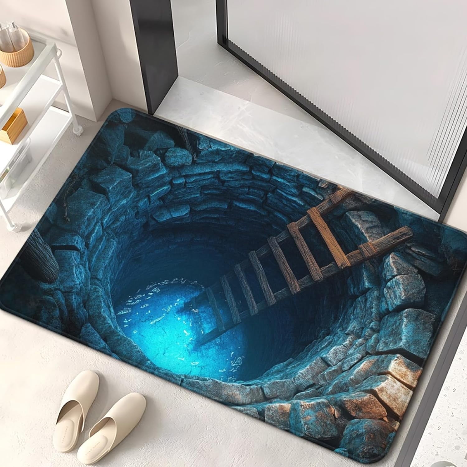 Hole in The Floor Rug, Brick Bottomless Hole Area Rug for Living Room ...