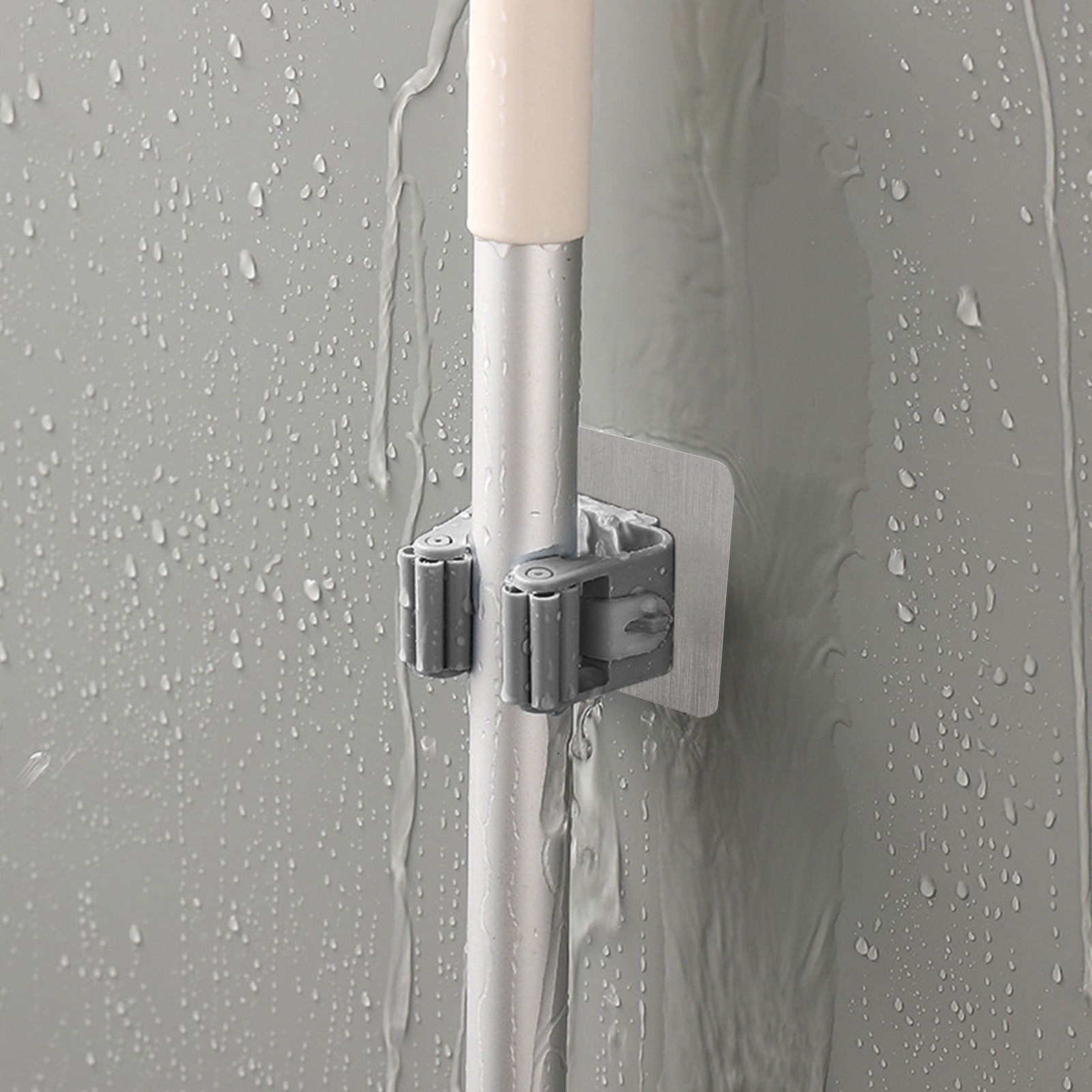 No Hole Mop Hook Wall Mount Organizer | Strong Adhesive Bathroom Mop ...