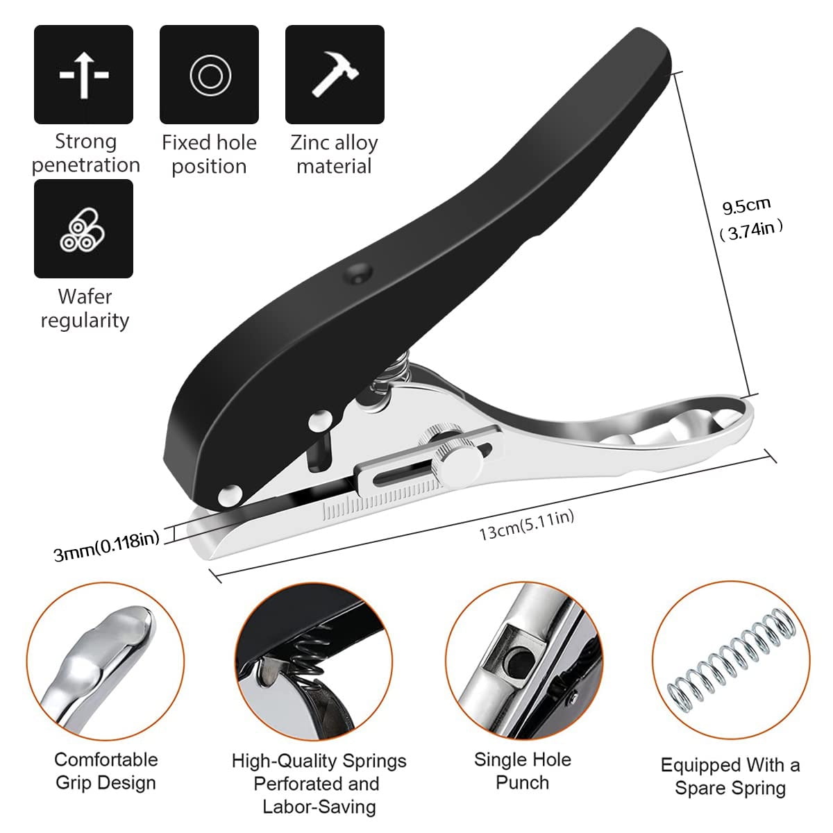 Hole Punch 3/8 Inch-10mm Single Hole Hole Punch, Heavy Duty Hole Punch ...