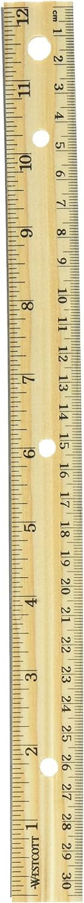 Hole Punched Wood Ruler English and Metric with Metal Edge, 12 Inches ...