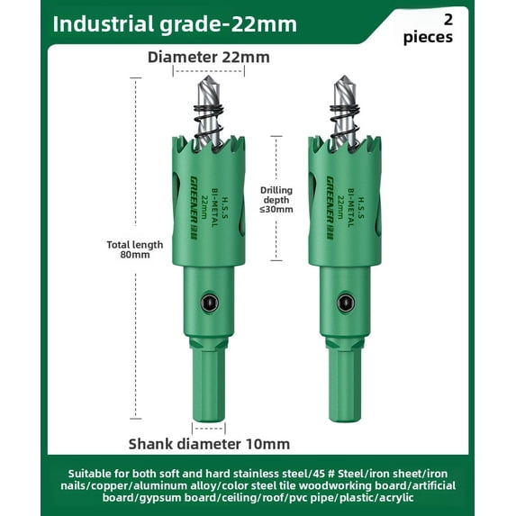 Hole Saw Drill Bit Set - Multipurpose Drilling Tool for Metal, Wood ...