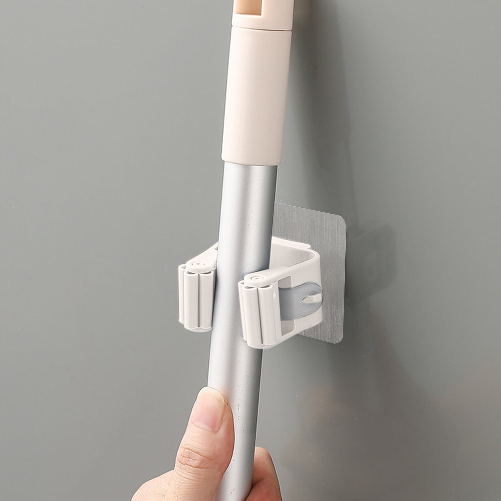 No Hole Wall Mount Mop Holder | Heavy Duty ABS Plastic Mop Hanger ...