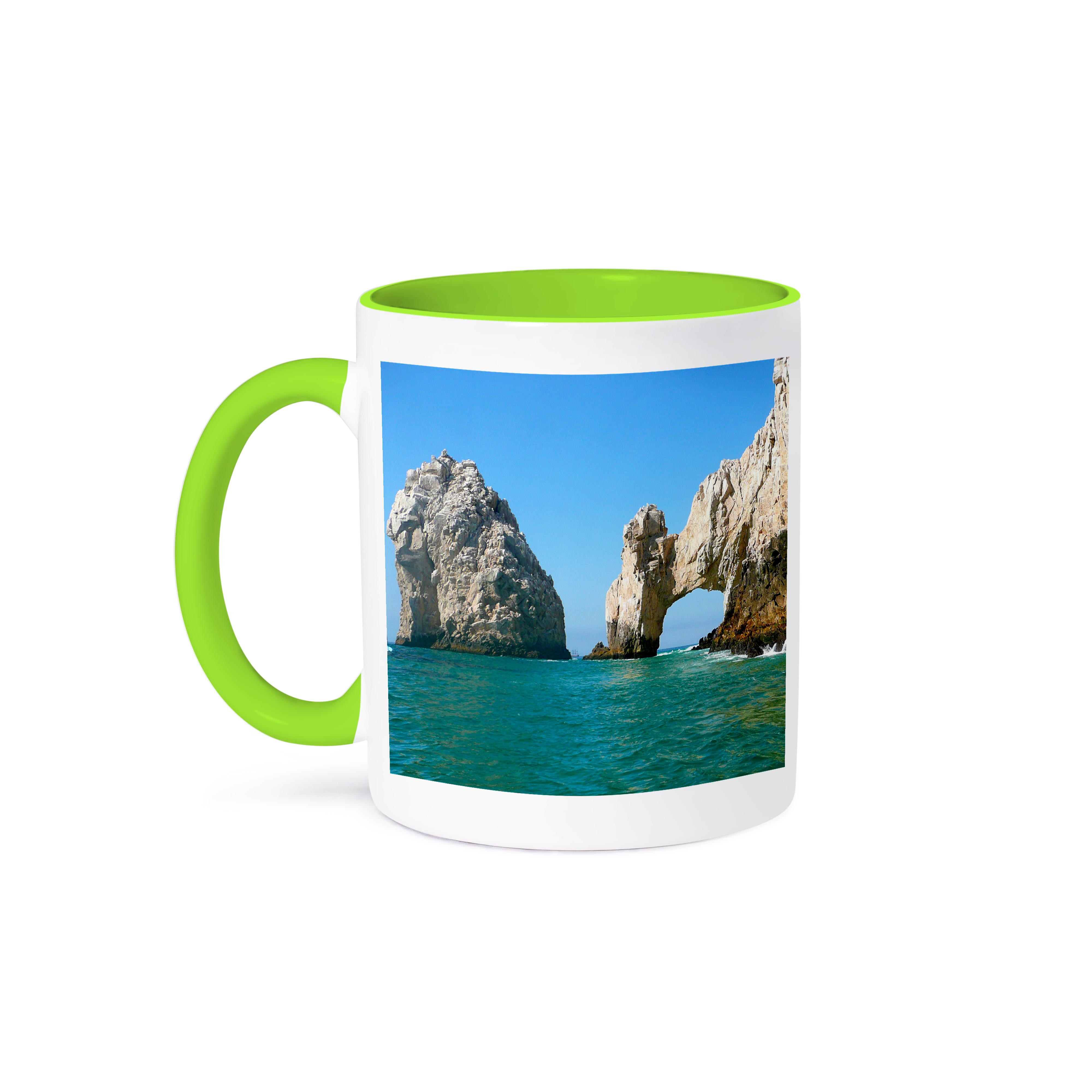 3dRose, Hole in the Rock Cabo San Lucas Mexico, 15oz Two-Tone Green Mug ...