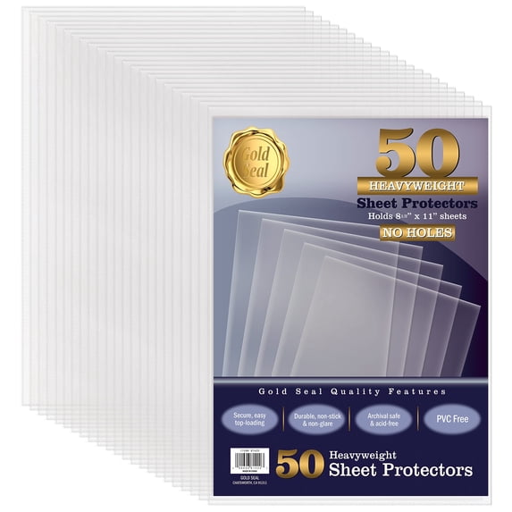 Gold Seal No Holes Sheet Protectors, 8.5 x 11 Inch, 50 Pack - Walmart.com