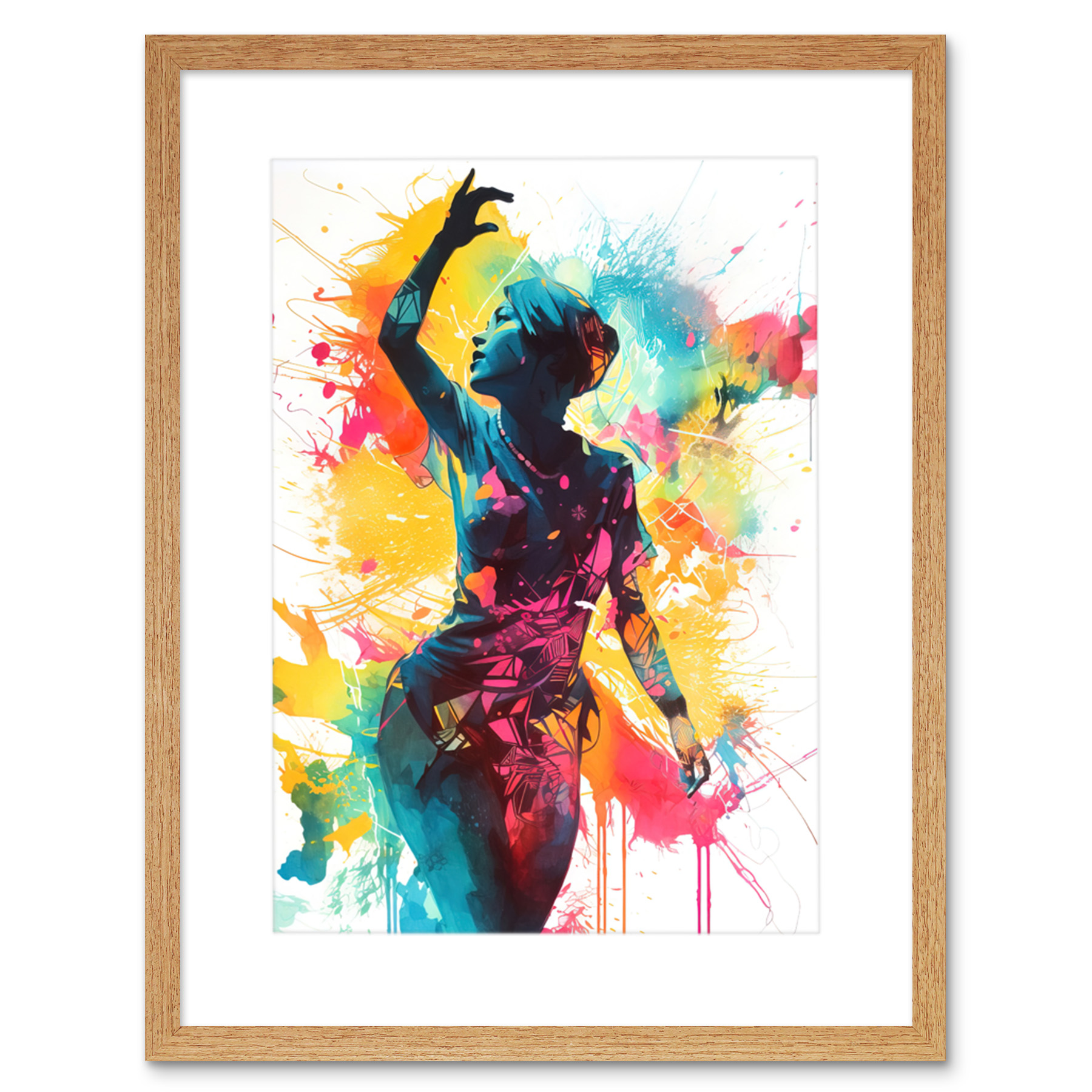 Holi Festival of Colour Woman Dancing to Music Modern Paint Splatter ...
