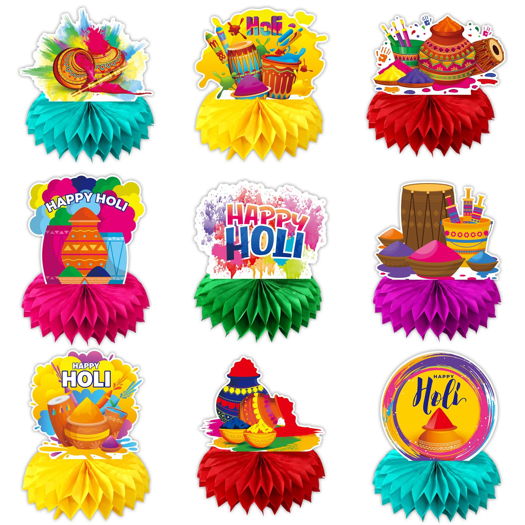 Holi Hai Party Decorations Honeycomb Centerpieces Supplies- Festival ...