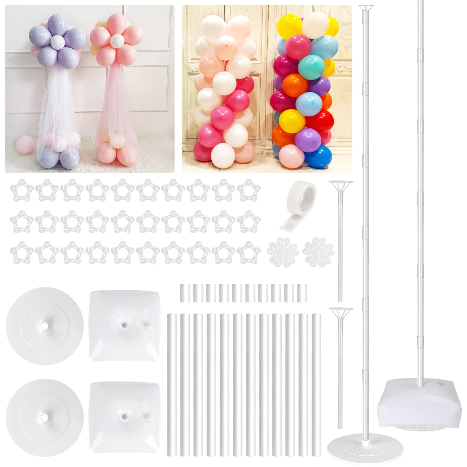 Holicolor 2 Sets Balloon Column Stand Kit, 72 Inch Balloon Tower Stand ...
