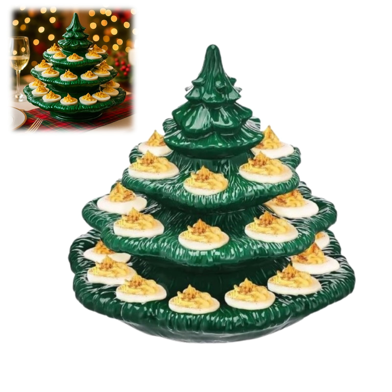 Holiday 3 Tier Deviled Egg Platter Christmas Tree Shape, Perfect for ...