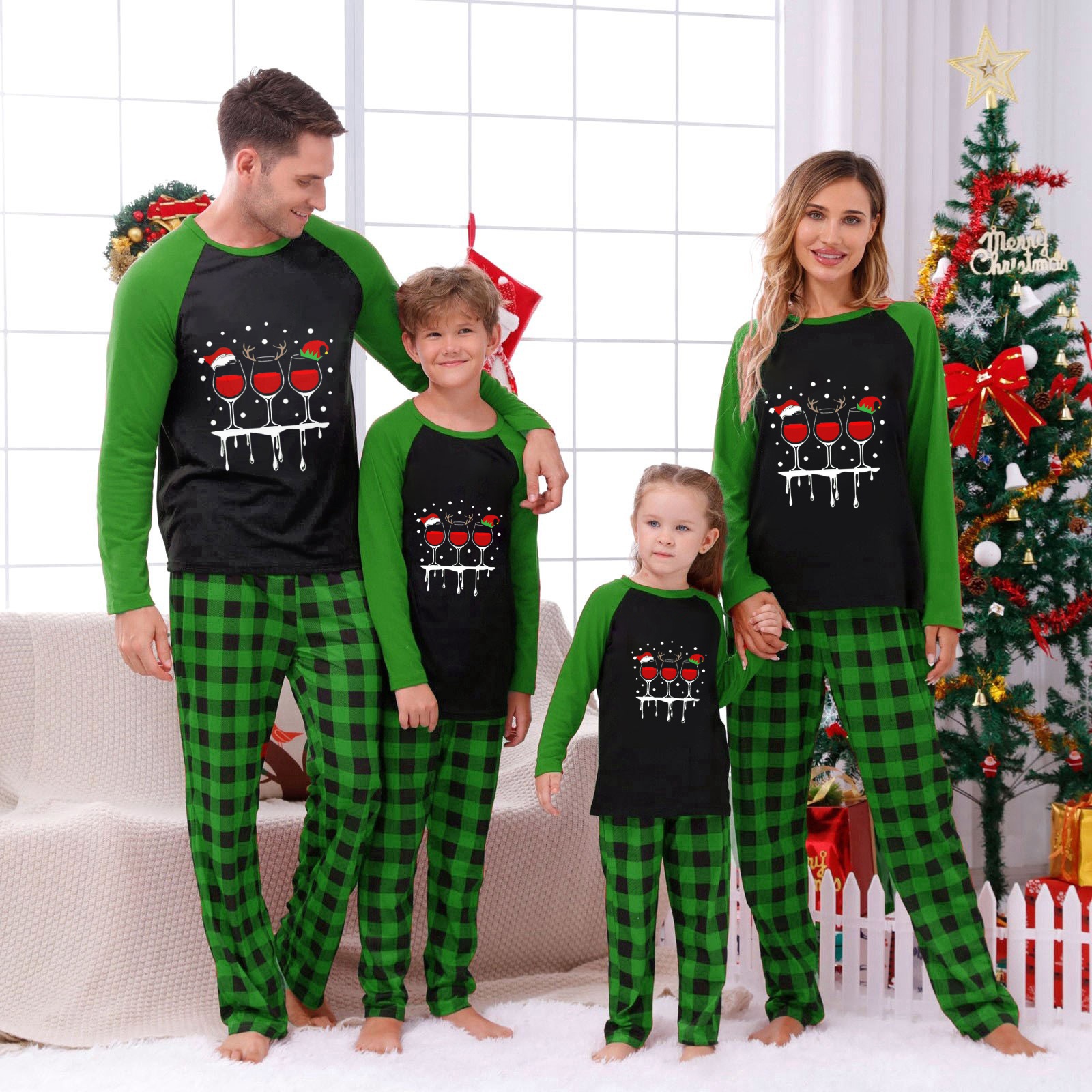 Holiday Atmosphere Christmas Home Clothes Cute Wine Glass Pattern ...
