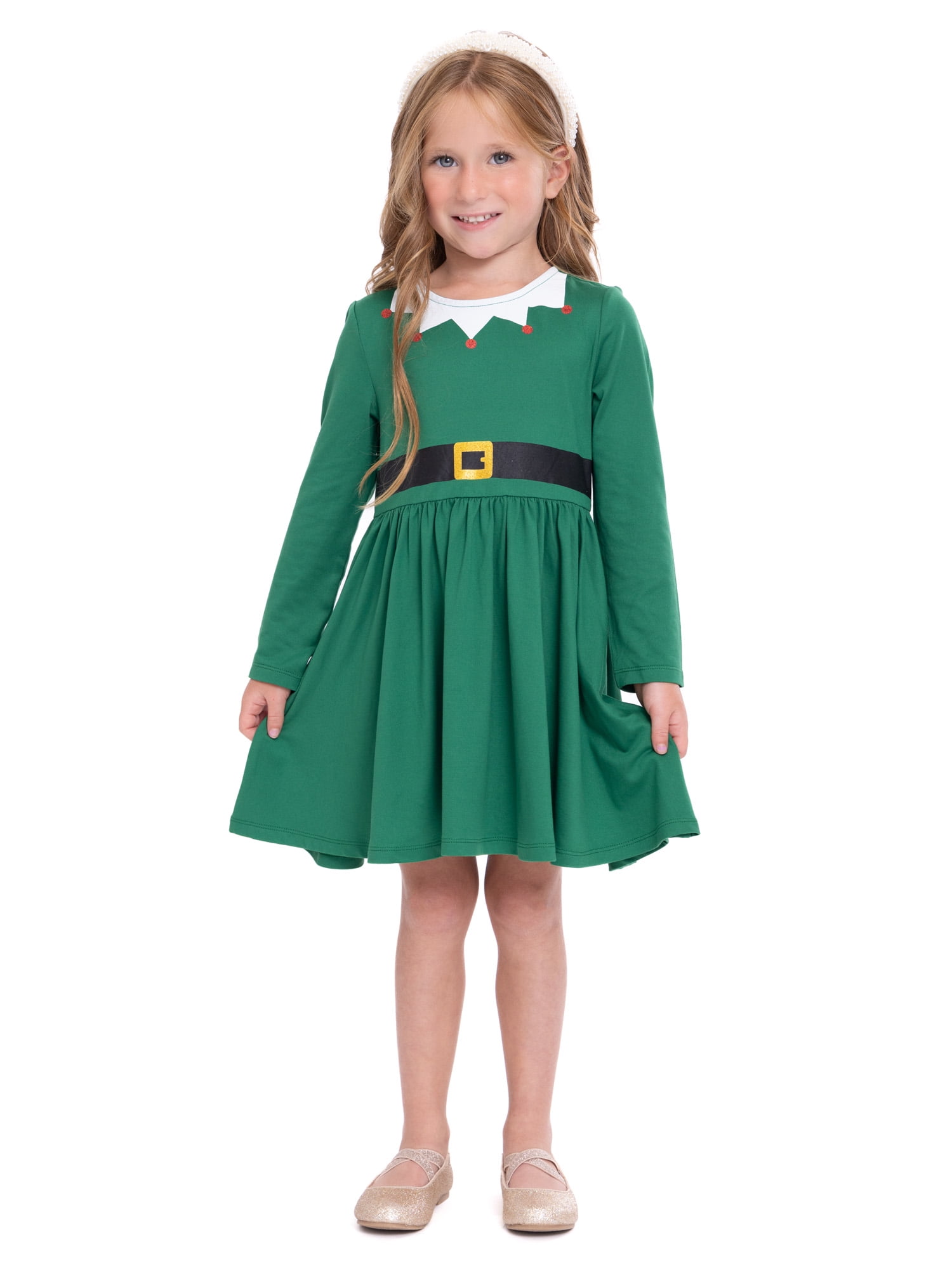 Holiday Elf Dress for Girls with Hat for Ages 12M-5T, 2 Count - Walmart.com