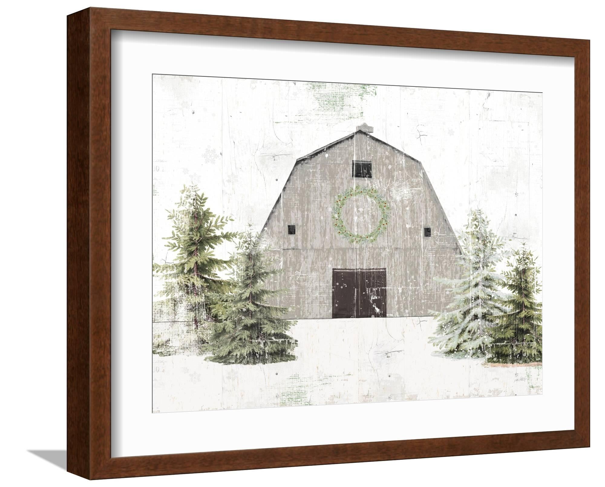 Art.com Holiday Barn Art Print by Katie Pertiet, Brown Frame Wall Art ...