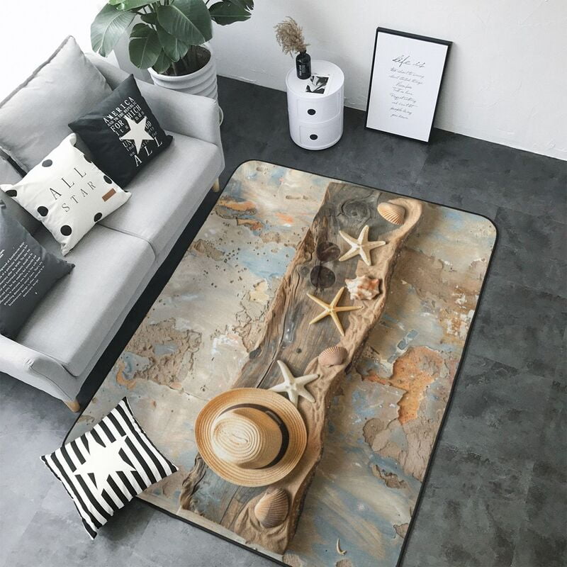 Holiday Beach Starfish Print Washable Rugs Area Rugs for Living Room ...