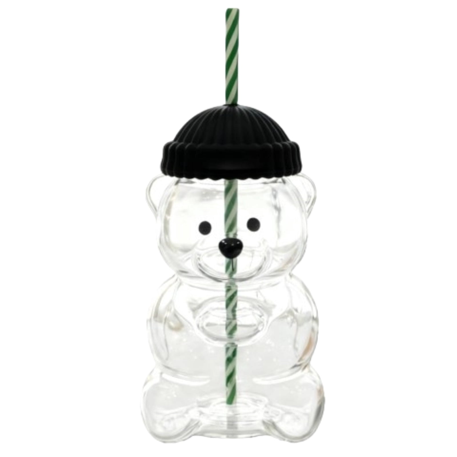 Holiday Bear Cup with Straw, Christmas Themed 20oz Bear Straw Cup Clear ...