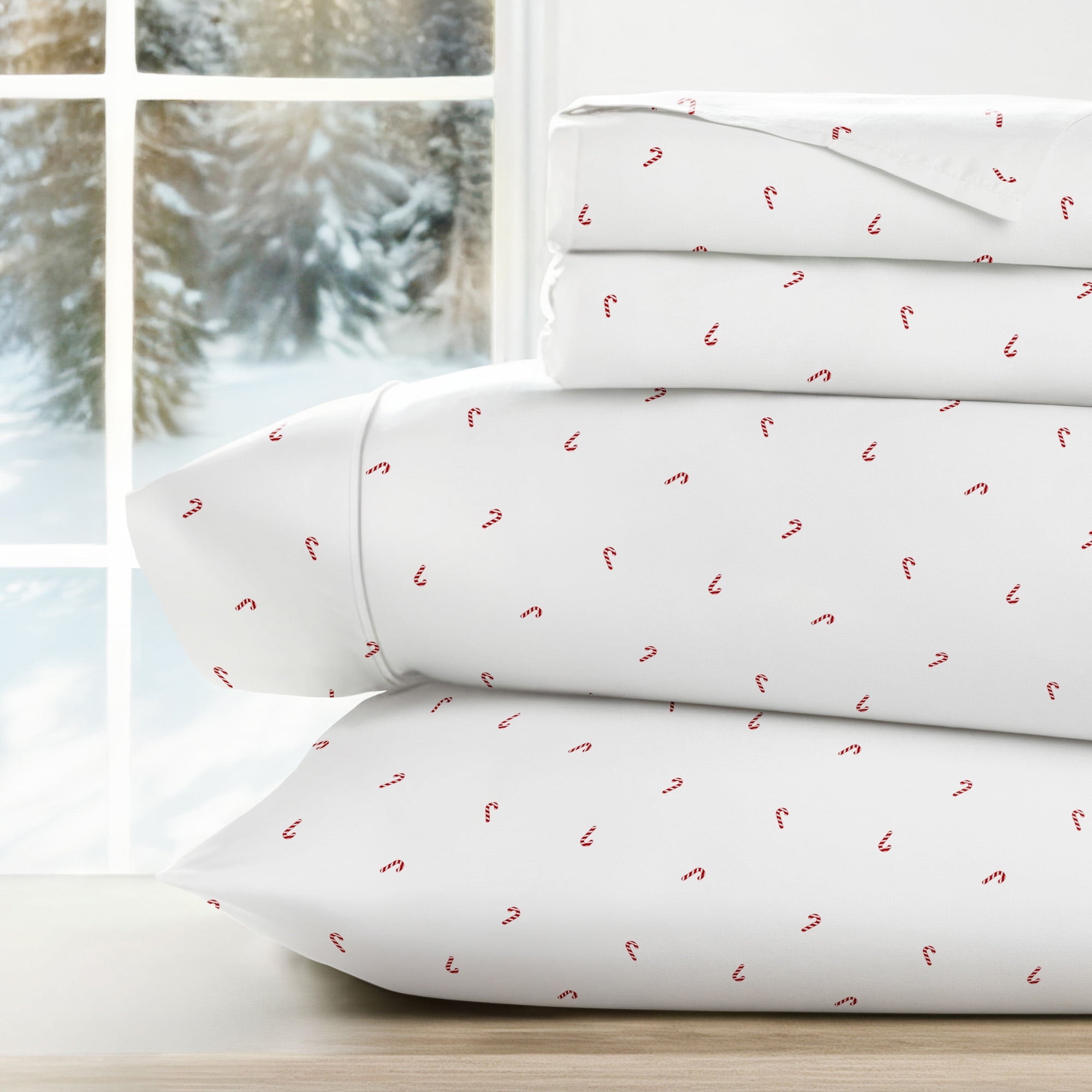 Holiday Bed Sheets Set in Candy Cane Christmas for Queen Size Bedding ...