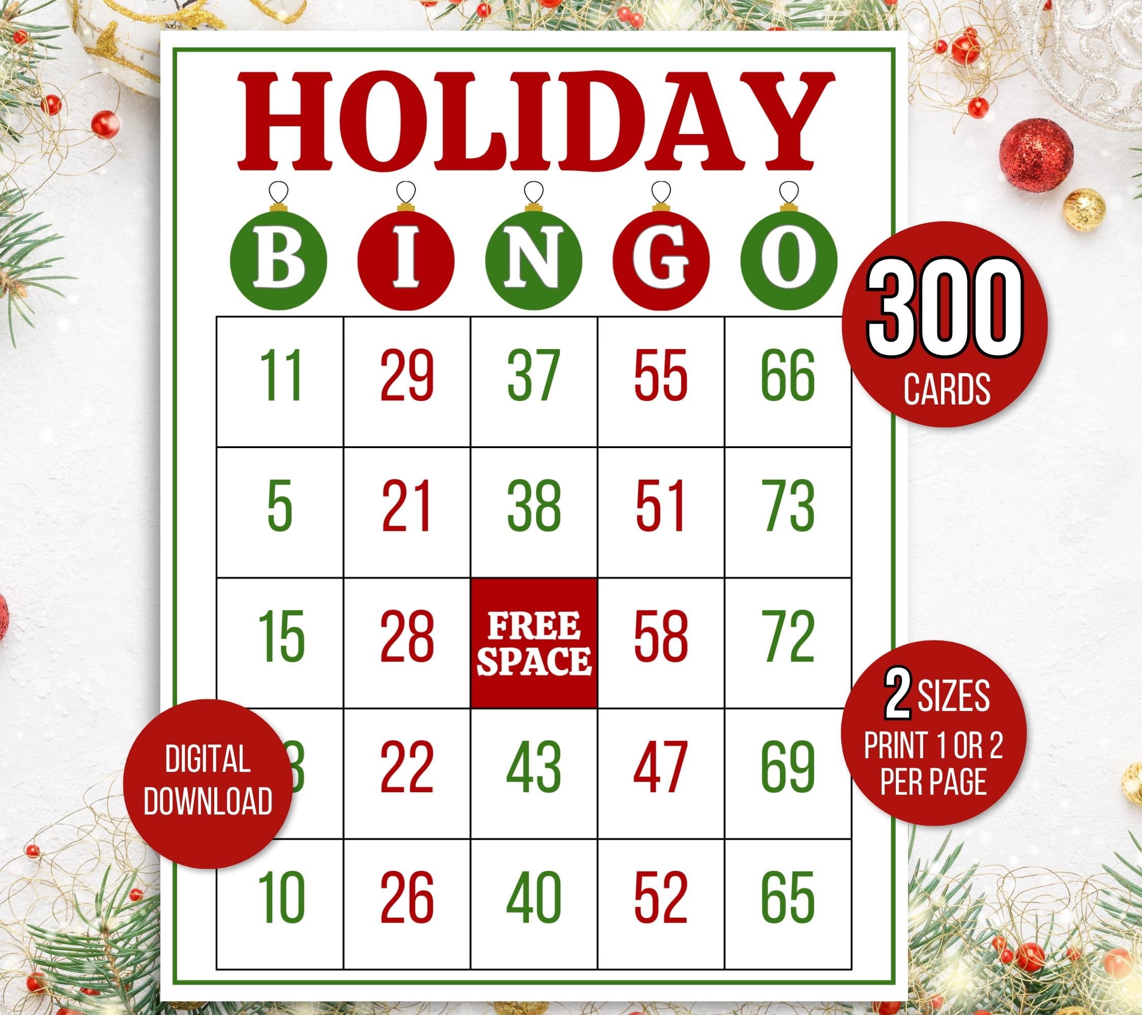 Holiday Bingo with 300 Cards, Large-Group Christmas Party Game for ...